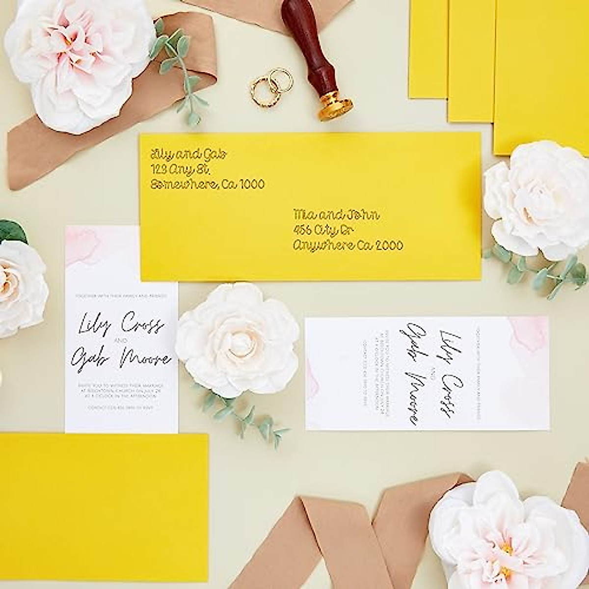 200 Pack #10 Yellow Envelopes Bulk with Gummed Seal for Party Invitation Cards, Mailing Business Letters, Checks (4 1/8 x 9 1/2)