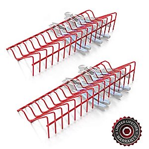 Olsa Tools Plier Organizer Rack Pliers Rack for Tool Box Drawer Storage (Red) | 2pc Plier Holder Holds 32 Pliers | Professional Grade