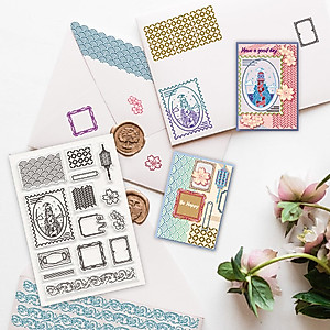 PH PandaHall Clear Stamps, Japanese Textures Rubber Stamps PVC Plastic Silicone Stamps Transparent Seal Stamps for DIY Scrapbooking, Photo Album Decorative, Cards Making, 6.2x4.3inch