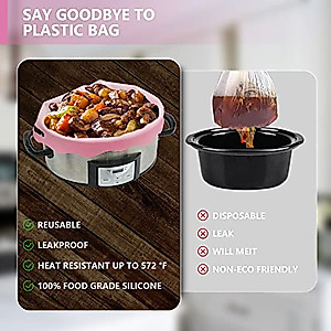 3 Pack Slow Cooker Liners Leakproof Newly Upgraded, Easy Clean Crock Pot Liners Reusable Silicone Bag Liners Fit 7-8 Quarts Oval or Round Pot