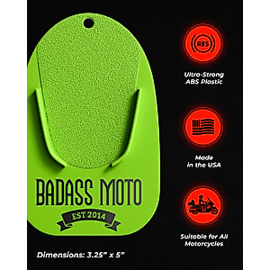 Badass Moto Motorcycle Kickstand Pads - Motorcycle Pads Durable Motorcycle Kickstand Plate, Biker Kick Stand, Motorcycle Stand Pad - Park Your Bike on Hot Pavement, Grass, Soft Ground - Go Fast Green