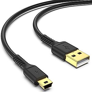 3ft Mini USB Cable, Standard USB 2.0 to Mini B Male Charger Cord Durable USB Mini to USB Charging Cable Compatible with PS3 Controller, MP3 Player, Camera, Dash Cam, Garmin GPS, Hero 3+(Black)