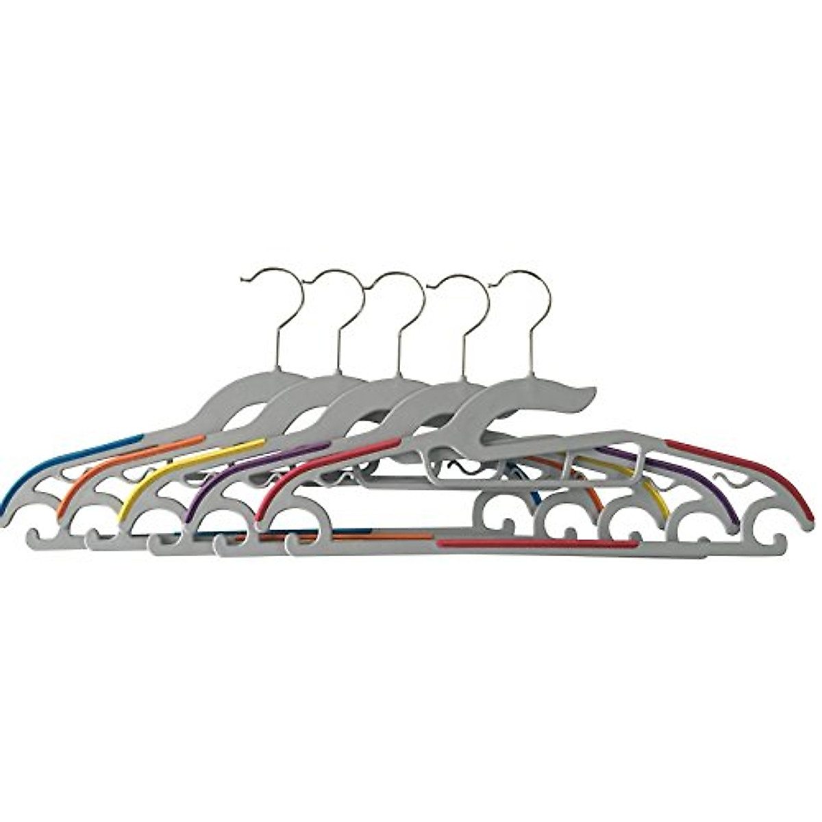 Jeronic P3500M 30 Pack Light-Weight Non-Slip Durable Clothes Plastic Hangers Various Perfect for Pants, Dress, Jacket, Underwear and Shirt, 5 Mixed Color 01, 30 Count