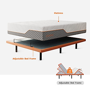 ESHINE Queen Adjustable Bed Frame - 14“ Luxury Gel Memory Foam Hybrid Mattress, 5 Minutes Installation, 609 Independent Pocket Springs, Massage, 3000 Premium Series