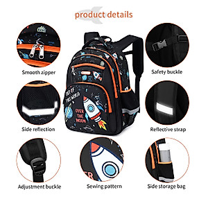 Kid Bookbag Boy Kindergarten Elenemtary Preschool Multi Compartment Backpack, Chest Strap Side Pockets