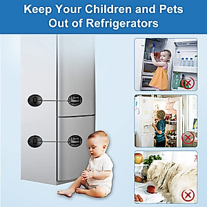 Fridge Lock AOSITE Refrigerator Lock Combination Black Combo Fridge Locks with Code for Adults 2 Pcs Refrigerator Lock for Children Adhesive Freezer Door Lock Child Safe Refrigerator Lock for Kids