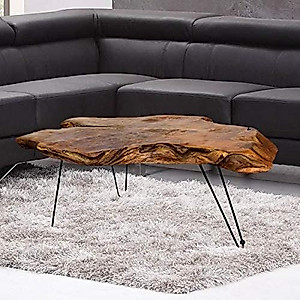 Badang carving natural teak coffee table with clear lacquer finish