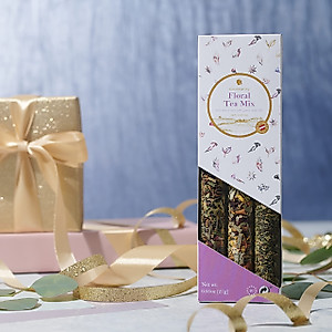 Gourmanity Loose Floral Tea Sampler Set, Stimulating and Fresh Mood Uplifter, 3 Flower and Apple Tea Flavors, Delicious Floral Summer Beverage, Product of Austria, 0.95oz