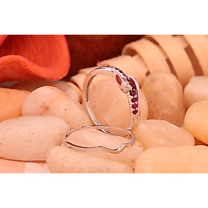 Dazzlingrock Collection 0.25 Carat (Ctw) 10K Round Ruby Bridal Promise Engagement Wedding Ring Set in White Gold, Size 6