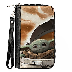 Buckle-Down Women's PU Zip Around Wallet Rectangle-Star Wars The Child, 7.5"x4.5"