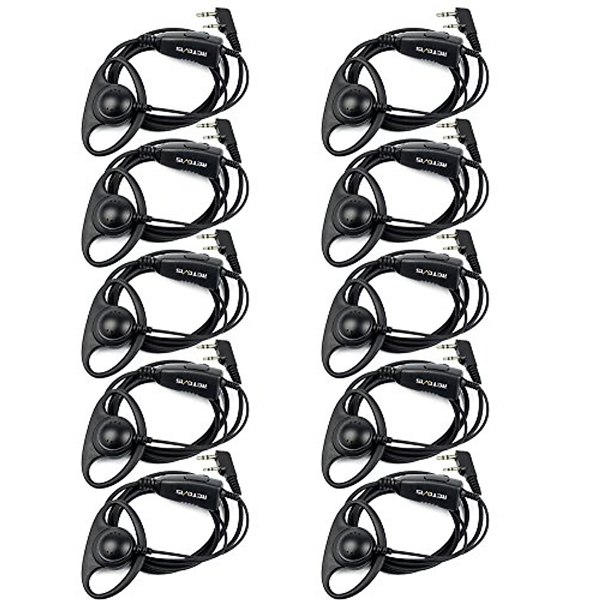 Retevis Case of 10, Walkie Talkies Earpiece with Mic 2 Pin D-Type Headset Compatible with Baofeng UV-5R BF-888S H-777 RT22 RT27 RT-5R Kenwood 2 Way Radios(10 Pack)