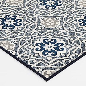 LOOMAKNOTI Tecopa Kidore 8' x 10' Blue Geometric Indoor/Outdoor Area Rug