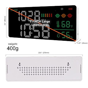 5-in-1 Decibel Meter Wall Hanging Sound Level Meter 30-130dB Range 11 Inch Large LED Display Noise & Time & Temperature & Humidity Meter Wide Applications for Home, Studio, Factory, Classroom