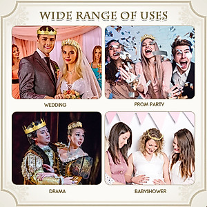 Sureio 2 Pcs Antique Royal King Crown for Men Baroque Queen Crown for Halloween Crystal Tiara Prom Party Headband Accessories(Elegant Style)