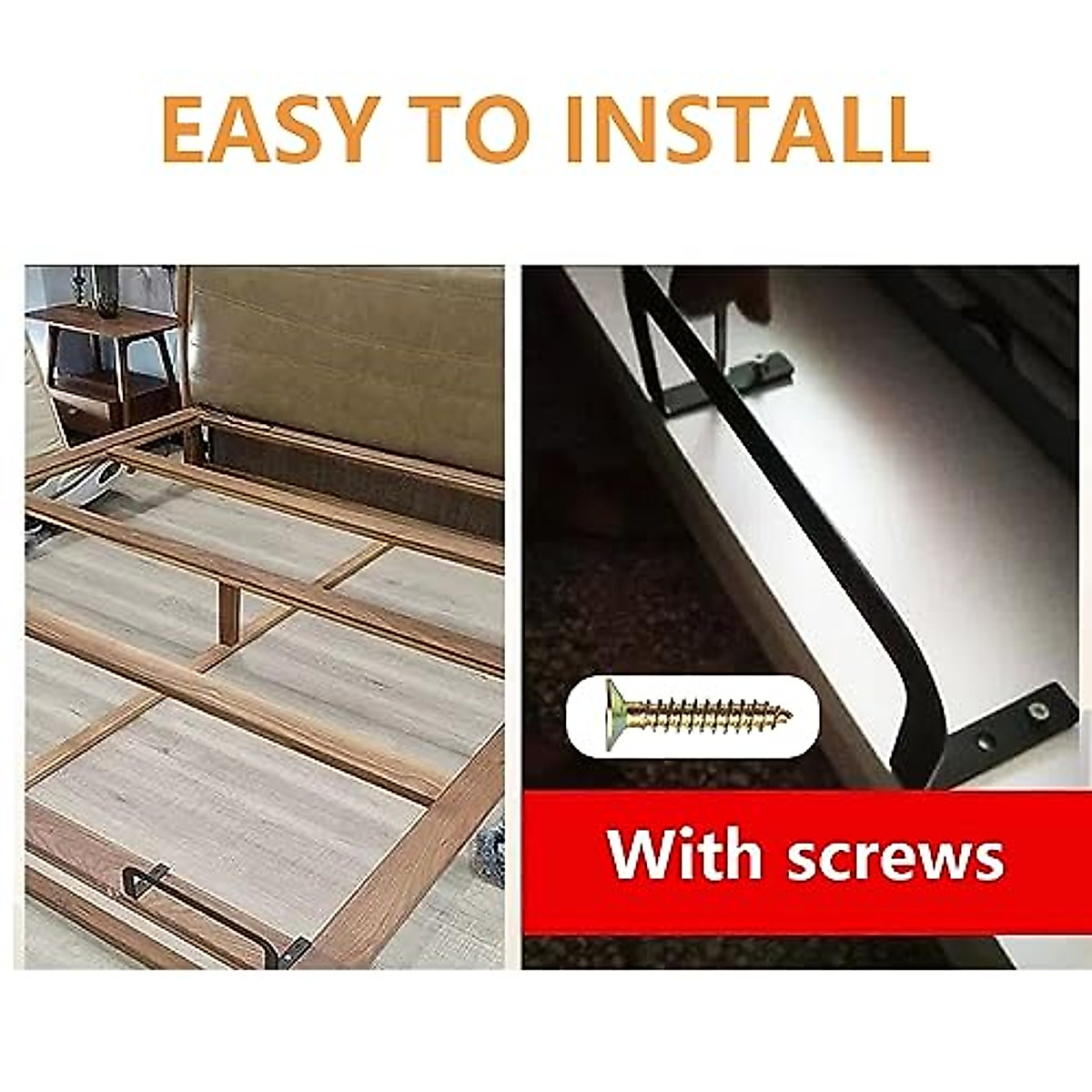 2 Pcs Mattress Retainer Bar, Black Metal Mattress Holder in Place to Keep Mattress from Sliding, Mattress Slide Stopper for Wooden Bed Frame, Bed Mattress Stabilizers (2 Pcs)