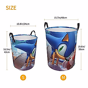 ZHANGJQ Soni_c Hedg-ehog Laundry Hamper Large Laundrys Basket Waterproof Foldable with Handles 38L Round Storage Bag,Bathroom/Bedroom/Dorm