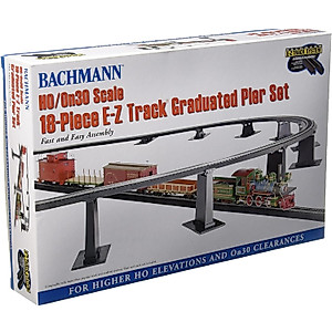 Bachmann Trains 18 PC. E-Z TRACK GRADUATED PIER SET - For Use with HO or On30 Scale E-Z Track , White