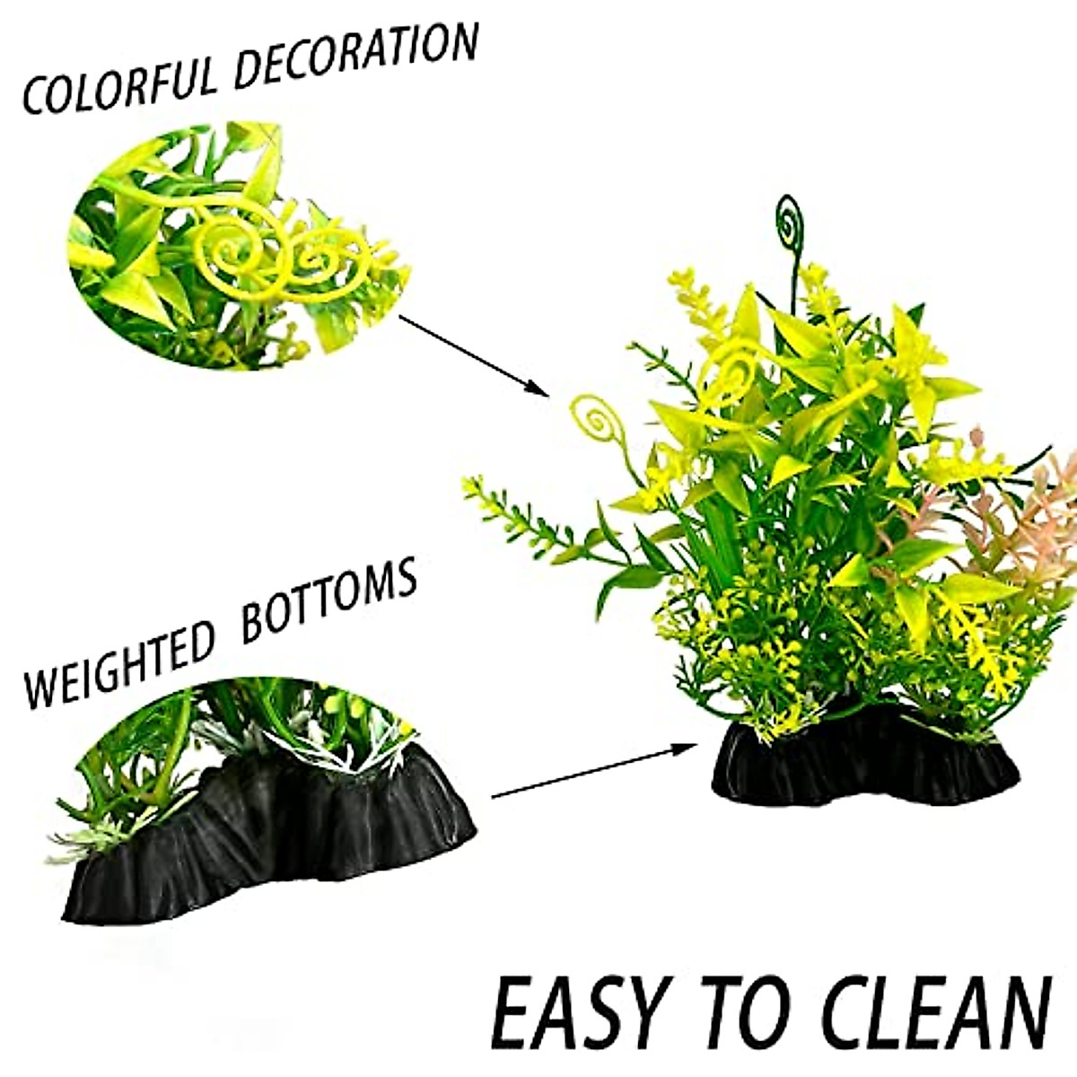 Aquarium Decorations Plants Set with Rockery View - 13 Pack Aquarium Decor Plants and Rock Cave Hideout Ornaments, Fish Tank Decorations, Fish Tank Plants Plastic Decoration for Aquariums