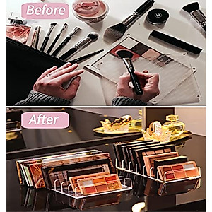 yzexi 2 Pcs Eyeshadow Palette Organizer Use for Bathroom Countertops, Wardrobe, Shelf, Drawer, Sunglasses, Wallet, Contour Kit (Cosmetic Storage Box Small&Large) Makeup (Clear), 7.08x5.12x1.97 in