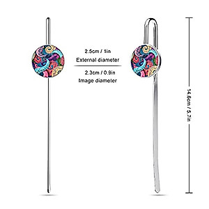 Exquisite Personalized Silver Metal Bookmark with Customized Pattern,Durable Creative Stainless Steel Book Marker as Gift for Kids Teens Adult Colorful Octopus