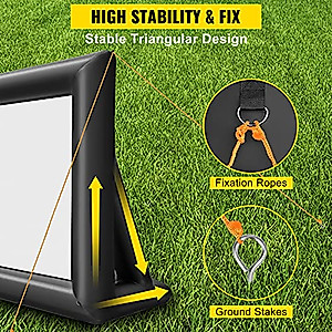 VEVOR Inflatable Movie Screen 24FT Inflatable Projector Screen for outside with 360W Air Blower Inflatable Screen Oxford Fabric Material Blow Up Screen for Outdoor Movie Supports Front/Rear Projection
