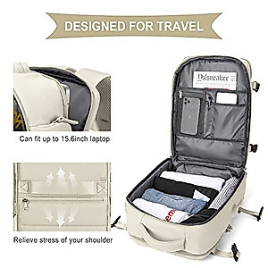 Large Travel Backpack Women, Carry On Backpack,Hiking Backpack Waterproof Outdoor Sports Rucksack Casual Daypack with USB Charging Port Shoes Compartment,Beige