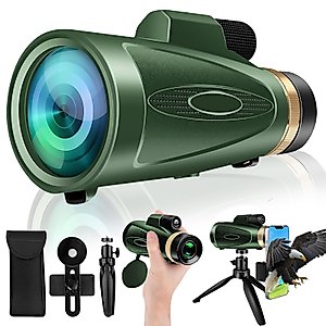 Monocular-Telescope 80x100 HD for Adults Larger Vision Monoculars High Powered Smartphone Monocular for Bird Watching Hunting Hiking Camping Wildlife