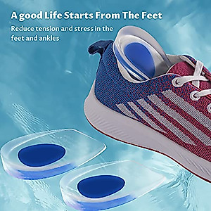 Silicone Gel Heel Cups for Heel Pain Shoe Inserts Heel Protectors for Plantar Fasciitis Foot Pads for Bone Spurs Heel Cushion Heel Lifts for Achilles Tendonitis (Large-6 Packs)