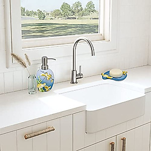 YHHRESINKING Resin Sea Turtle Mother and Baby Soap Dispenser, Beach, Bathroom Accessory,Ocean Theme Sea Turtle Family Bathroom Decor,Coastal Decor (Ocean Blue)