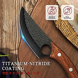 Original Huusk Knife Japan Kitchen Boning Chef Husk Knife for Everyday Use, Camping and BBQ - Premium Black Titanium Coated Blade with Sheath & Gift Box