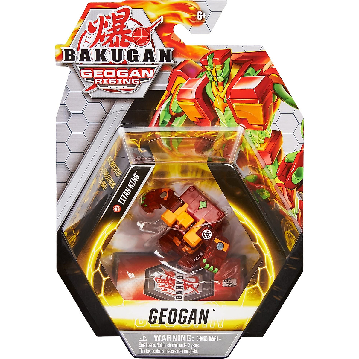 Bakugan Geogan Rising 2021 Pyrus Titan King Geogan Collectible Action Figure and Trading Cards