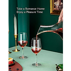 Gezzeny Wine Decanter, 50 oz Crystal Decanter Set 1.5L Wine Carafe, Red Wine Glass Decanter Set with Wine Accessories - Two Red Wine Glasses, Cleaning Beads, Drying Stand, Wine Gifts for Men/Women