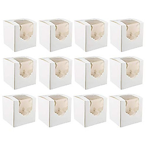 Spec101 Mini Cupcake Holders - 100 Pk Individual Cupcake Boxes with Inserts, 2.5 Inch To Go Cupcake Containers, White