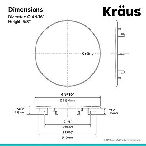 Kraus STC-2 Cappro Removable Decorative Drain Cover, Stainless Steel