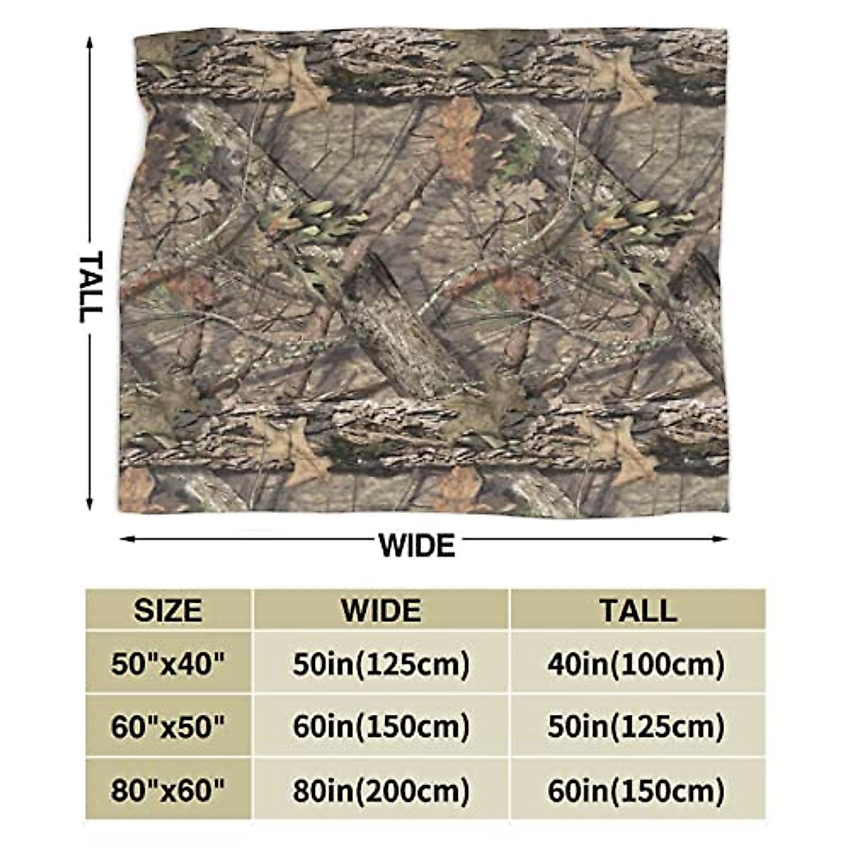 Camo Hunting Camouflage Forest Throw Blanket Super Soft Warm Bed Blankets for Couch Bedroom Sofa Office Car, All Season Cozy Flannel Plush Blanket for Girls Boys Adults, 60"X50"