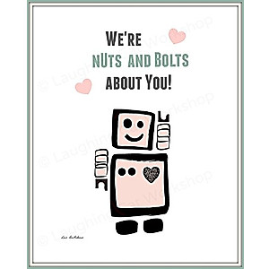 Cute Robot art print Nuts and Bolts Kids Quote print Love poster print baby room Robot nursery decor toddlers room art girls boys children's room decor