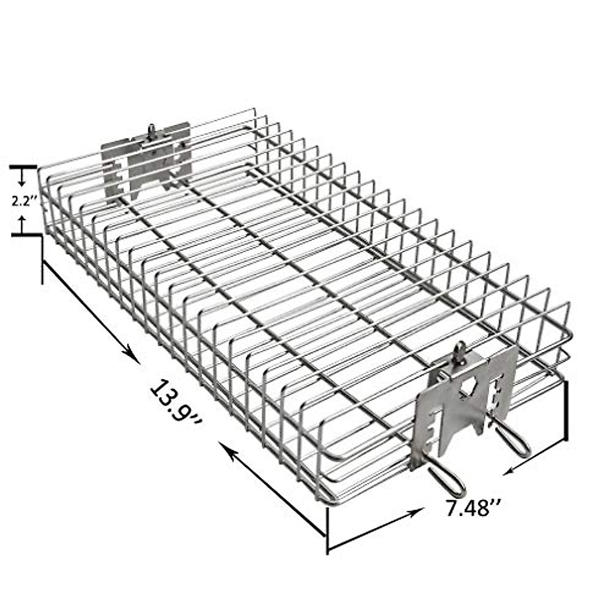 only fire 6042 BBQ Stainless Steel Flat Spit Rotisserie Grill Basket for Any Grill, Fits 1/2" Hexagon, 3/8" Hexagon, 3/8" Square&5/16" Square Rotisserie Spit Rods