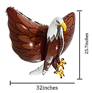 Giant Eagle Foil Balloons for Kids Party Decorations 32"3D Three Dimensional Aluminium Foil Brown Balloon Birthday Party Supplies Cute Baby Shower Decorations Independence Day Supplies 1