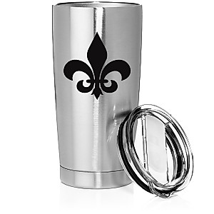 Smooth Body Tumbler Stainless Steel Vacuum Insulated Travel Mug Cup Gift Fleur-de-lis (Stainless Steel, 20 oz)