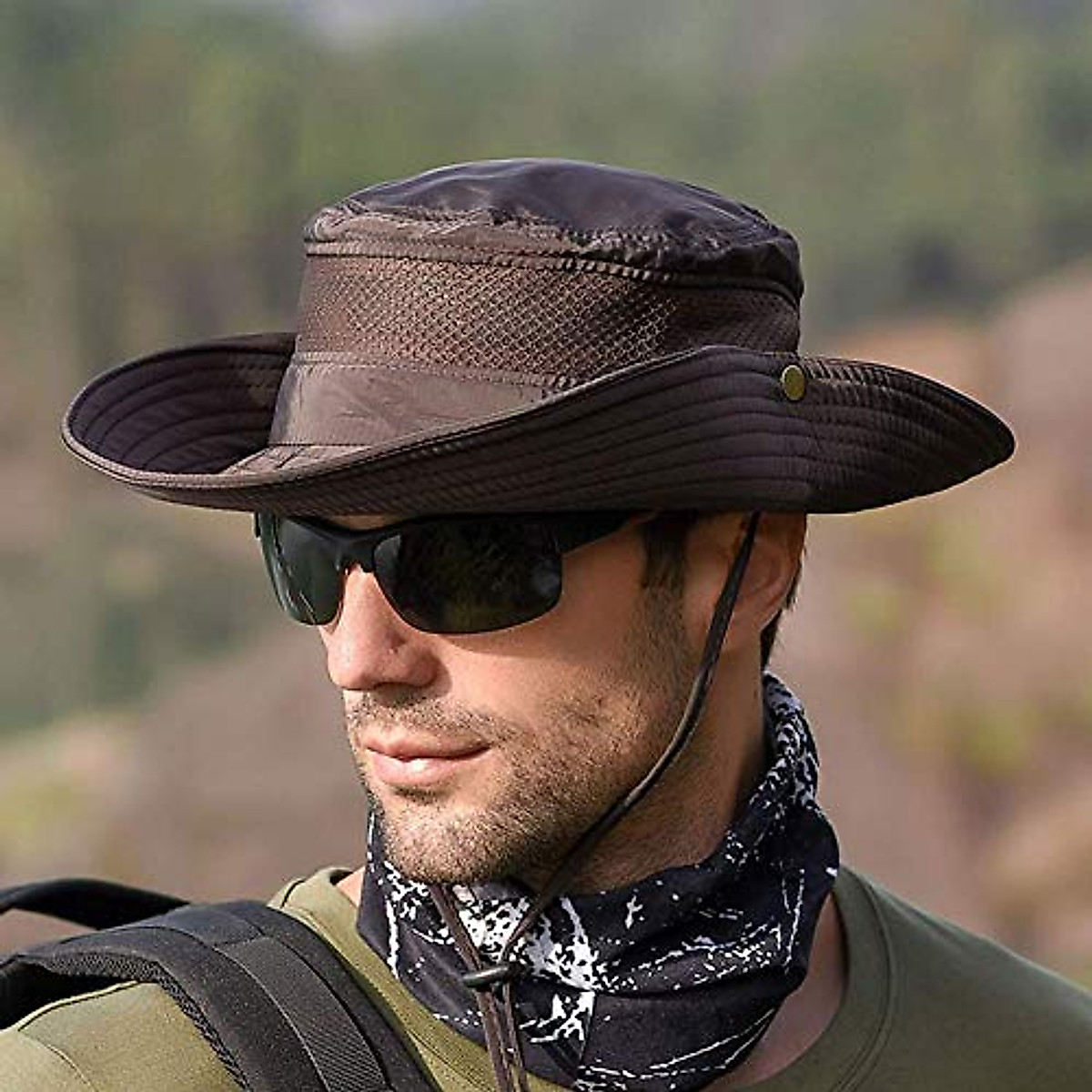 Men Women Sunscreen Cooling Hat Ice Cap Heatstroke Protection Cooling Cap Wide Brim Sun Hat with UV Protection Coffee