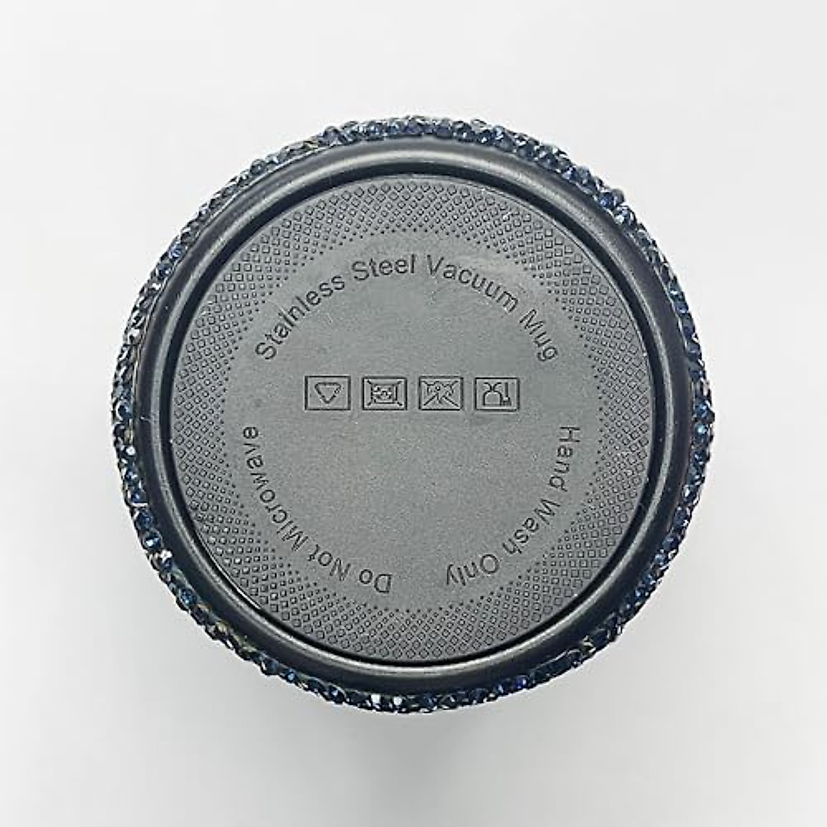 Cupcupmore 12 oz Bling Dark Blue Rhinestone Stainless Steel Coffee Tumbler,Shiny Travel Insulated Coffee Mug with Lid, Reusable Spill Proof Coffee Cup,Portable Thermal Mug for Hot and Cold