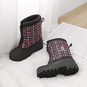 DREAM PAIRS Boys Girls Waterproof Winter Snow Boots,Size 1 Little Kid,Black/Pink,KSTAR
