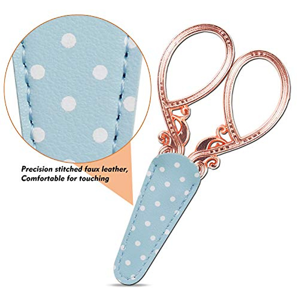 Hisuper 4.5 inch Sewing Craft Scissors Embroidery Scissors Crochet Cross Stitch Knitting Scissors with Leather Scissors Cover for Crafting Threading Art Work and Everyday Use