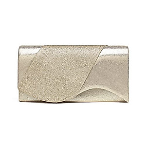 Dreubea Women's Glittering Envelope Purse Evening Shoulder Crossbody Wedding Bag Gold