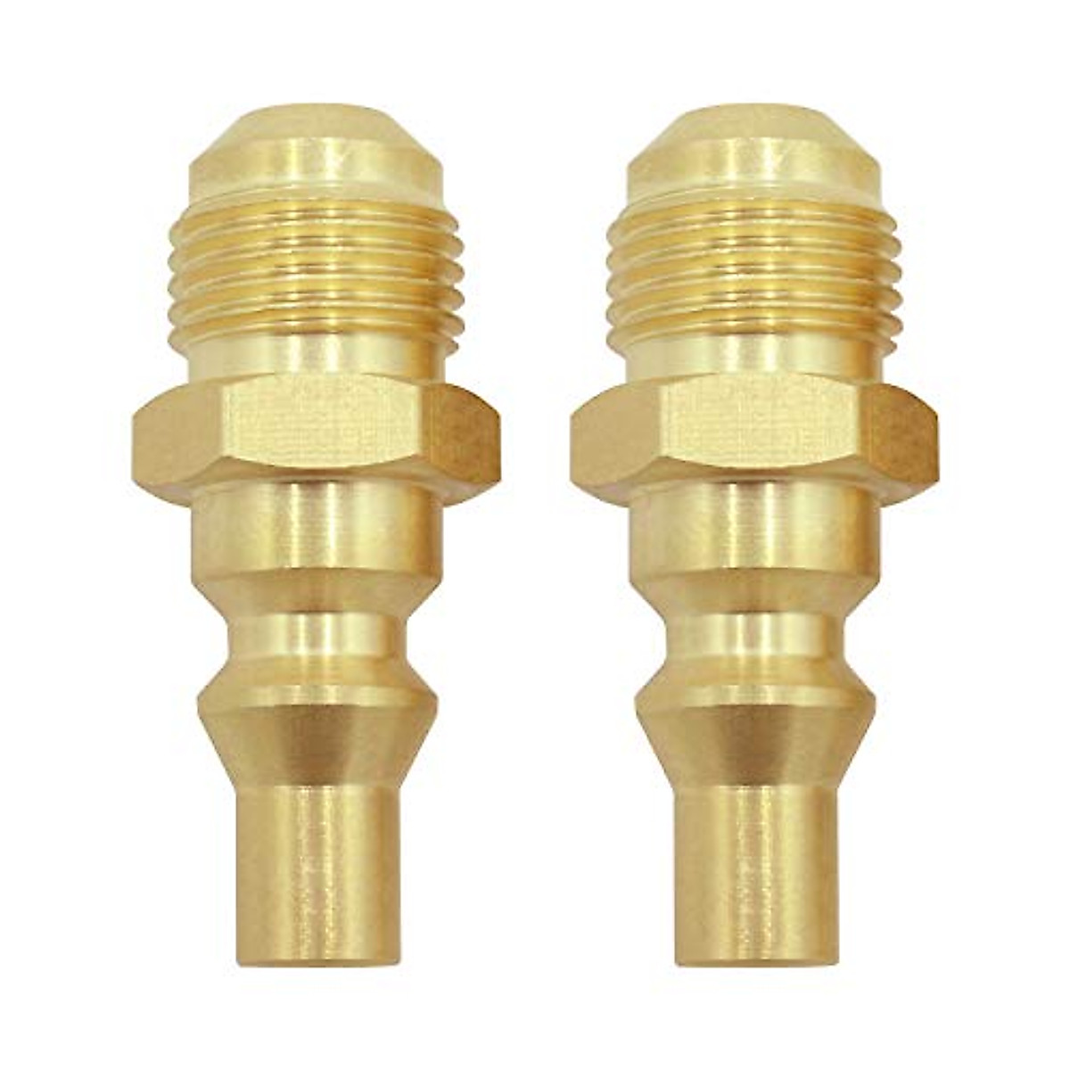 MCAMPAS New Propane/Natural Gas 1/4 Inch Quick Connect Fitting-Full Flow1/4 Quick Plug x 3/8" Male Flare for Connecting Gas Appliance,Heater,Grill Fire Pit, RV Quick Connect.(Solid Brass, 2 Piece)