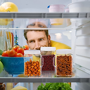 6 Pcs Half Gallon Square Plastic Containers with Lids 60.8 oz Clear Plastic Jars Storage Containers Grip Jars Large Mouth Square Canisters for Food Snack Kitchen