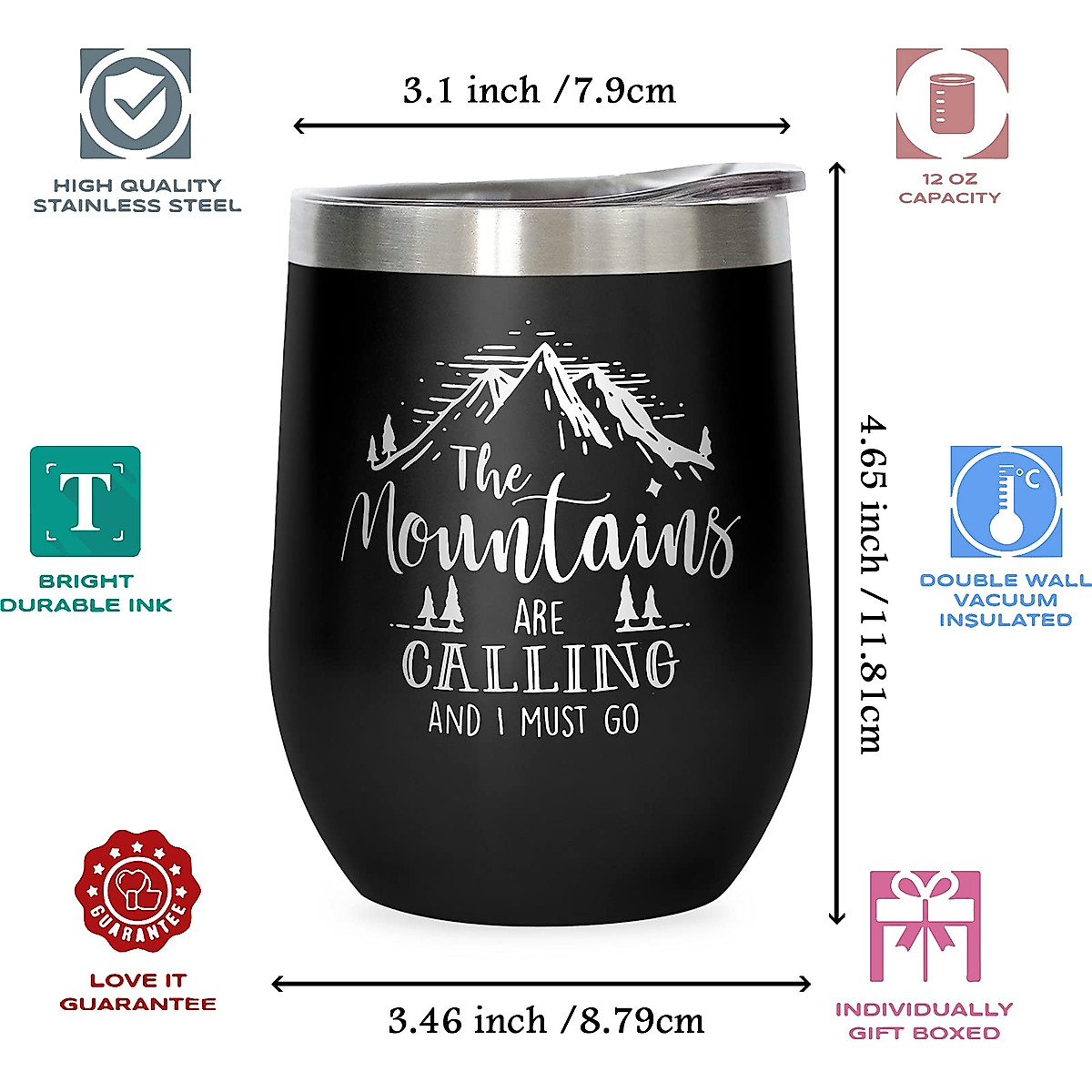 Coolertaste Best Gifts For Outdoor Lovers, The Mountains Are Calling 12oz Tumbler Cup, Gifts For Outdoor Enthusiasts, Mountain Coffee Mug, Climber Hiking Gifts, Mountaineering Camping Gift Ideas