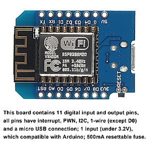 AITIAO 4Pcs ESP8266 ESP-12 ESP-12F NodeMcu Mini D1 Module for WeMos Lua 4M Bytes WLAN WiFi Internet Development Board Base on ESP8266 ESP-12F Compatible with WeMos D1 Mini