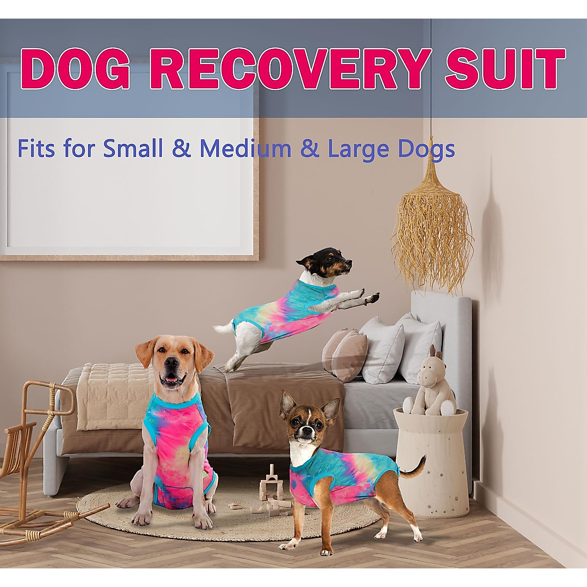 Uadonile Dog Surgery Recovery Suit, Surgical Recovery Suit for Dog Male Female, Spay Neuter Dog Recovery Suit, Cone Alternative Dog Surgical Onesie, Tie-dye Green, XXL