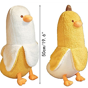 OUKEYI Banana Duck Plush Toy, Stuffed Animals Soft Toy, Plush Duck Cuddly Toy Cuddle Cushion Bed Sofa Chair, Hugging Pillow Gift for Kids Girls Boys (yellow, 19.6 inches)